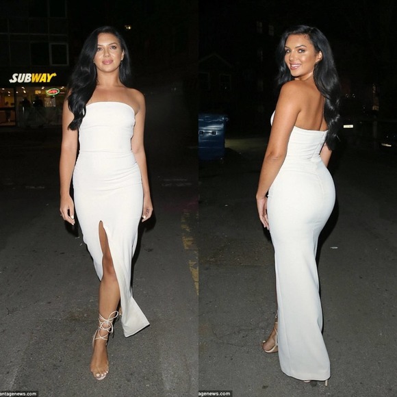 House of CB | Dresses | House Of Cb Holly Ecru Front Split Cream ...